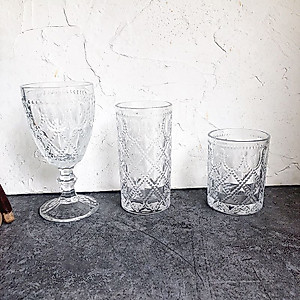 Yesland 4 Pack Classic Goblet Party Glasses - 12 Oz Goblet Trestle Glassware Wine Glasses Goblets - Beverage Stemmed Glass Cups for Wine, Soda, Juice in Dinner Parties, Bars, Restaurants