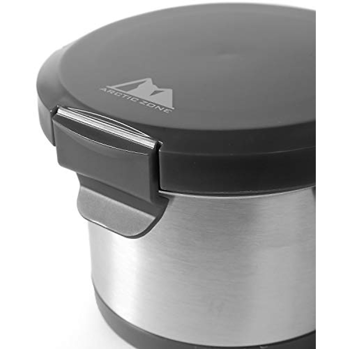 Arctic Zone Leak Proof Thermal Vacuum Insulated Food Jar Container with Safe & Easy 4 Lock Lid for Hot and Cold Food, 16oz Capacity - Grey