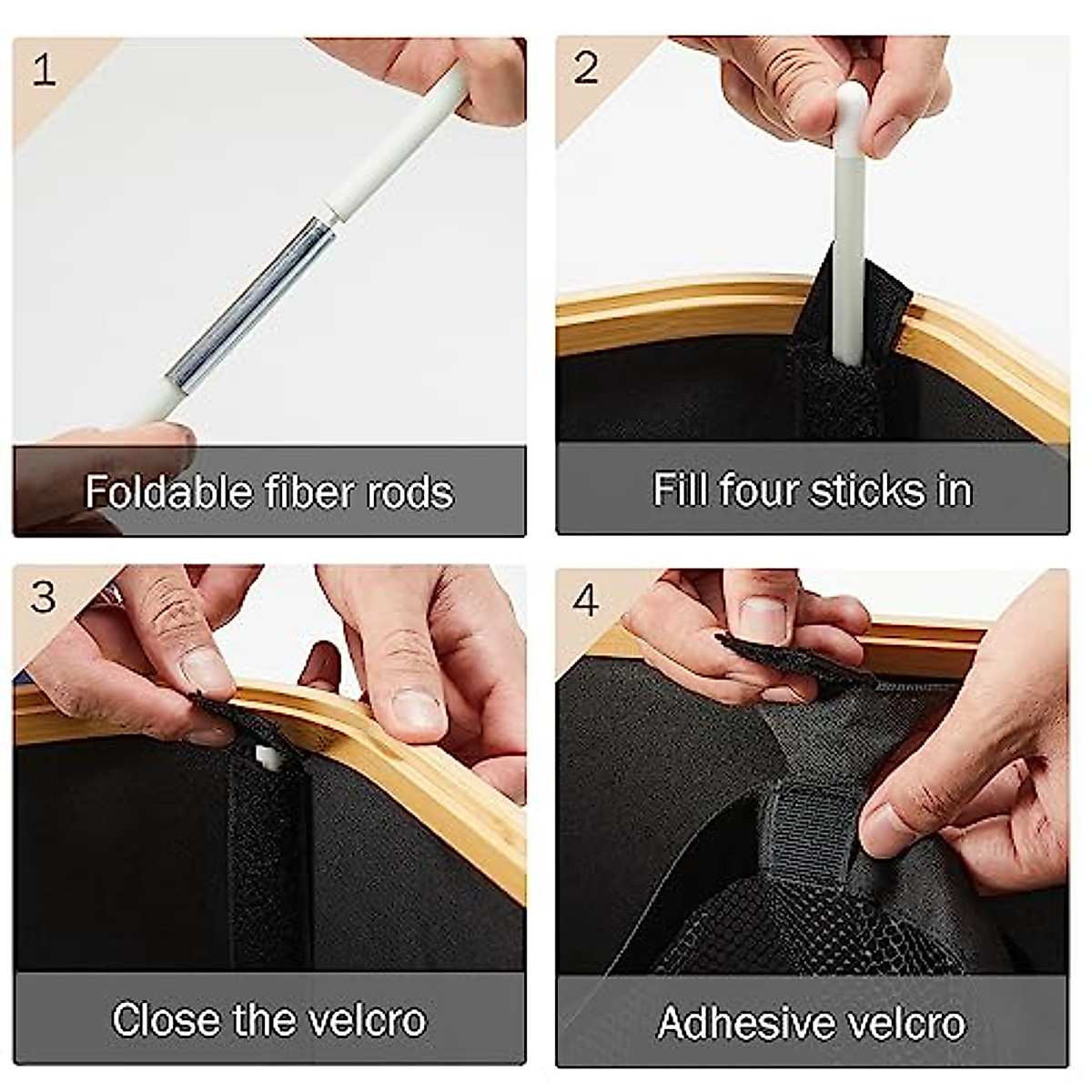 YOUDENOVA 145L Double Laundry Hamper with Lid, Black Laundry Basket with Lid & Removable Bag, Collapsible Laundry Basket Organizer, Dirty Clothes Hamper with Lid for Bedroom, Living Room