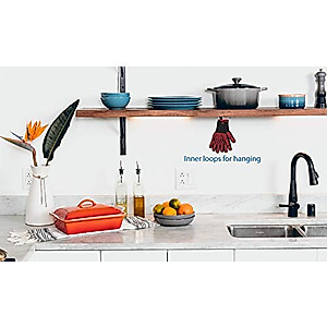 BBQ Heat Resistant Gloves 1472℉ for Men and Women - Extreme Heat Proof Grills Glove with Non-Slip Silicon for Grilling, Cooking, Baking for Oven, Grill, Smoker (Medium and Large, Black-Red)