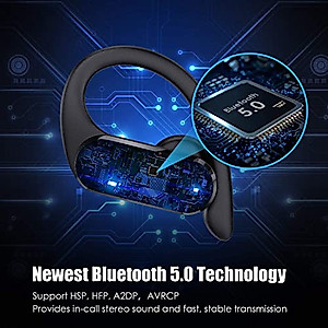 WixGear Sport Wireless Earbuds, Bluetooth 5.0 Wireless Over Ear Sport Headphones with Touch Control, and Charging Case Stereo Deep Bass Sound,30H Playtime Sweat-Proof Bluetooth Earphones with Mic