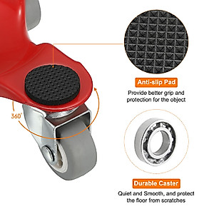 PATIKIL Furniture Mover Dolly, Heavy Furniture Triangle Moving Dolly with 3 Wheels 6-Inch Steel Movers Dolly with Lifter, 500 Lbs Capacity, Red