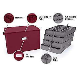 Covermates Keepsakes - Adjustable Zip-Top Storage Box - Configurable FlexGrid Compartments - Heavy Duty Polyester- Reinforced Handles - Stackable Design - Indoor Storage-Scarlett Red