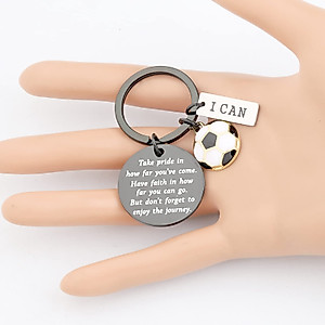 FUSTMW Soccer Keychain Sports Ball Inspirational Gifts Soccer Player Gifts for Soccer Lover (black)