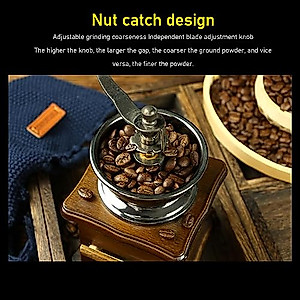 Hand Crank Coffee Grinder 304 Stainless Steel Grinding Degree, Detachable Mill with Individual Bean Container, Manual Operation for Home Use (Large)