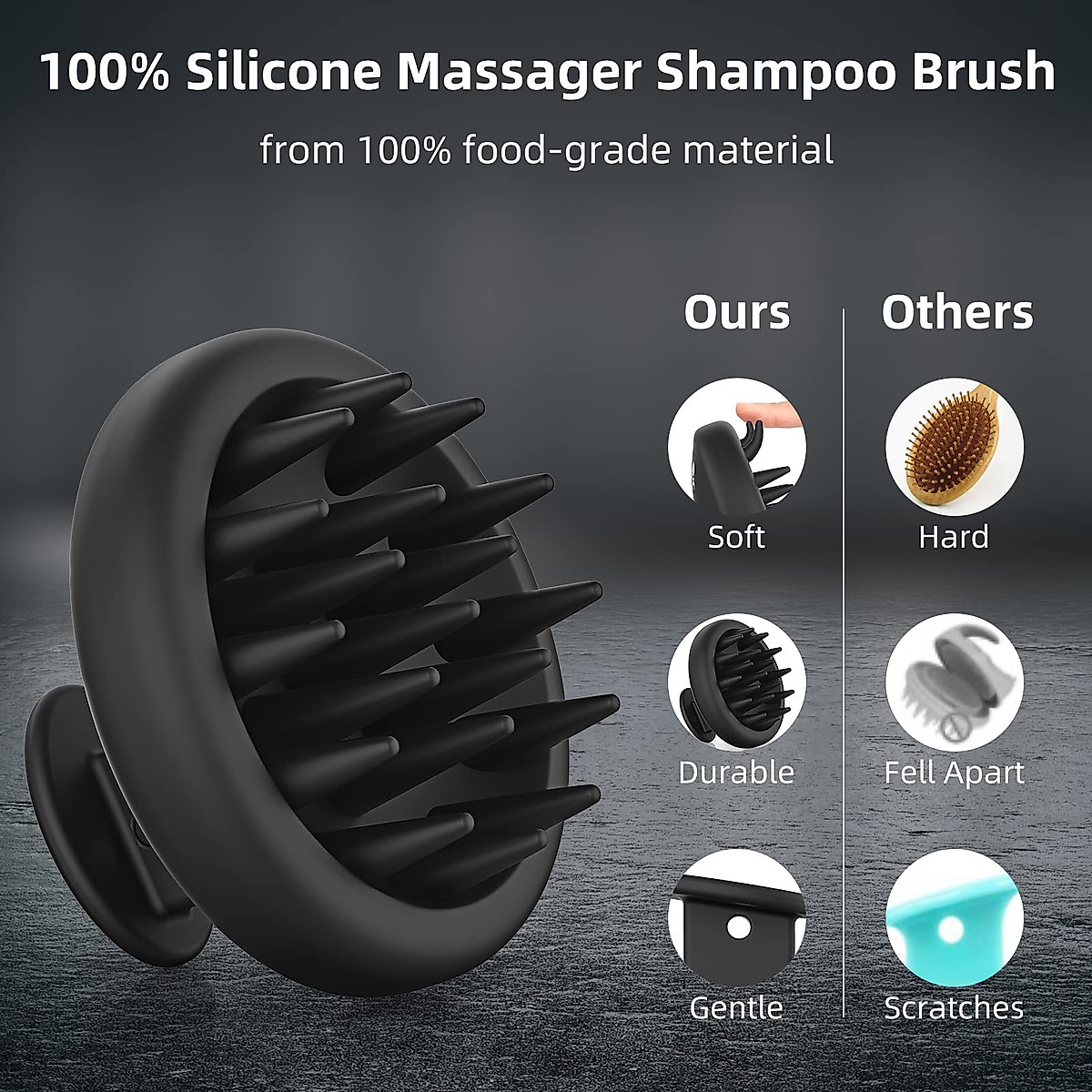 VIKICON Silicone Scalp Massager Shampoo Brush for Hair Growth, Beard Brush for Men, Face & Beard Scrubber Exfoliator, Wet Dry Shower Head Scalp Massager for Exfoliating Dandruff, Gifts for Him Father