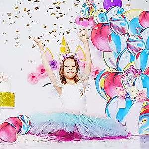 24 Pieces Tie Dye Agate Marble Balloons 10 Inches Tie Dye Swirl Latex Balloons for Theme Party Birthday Party Festival Wedding Baby Shower Decorations (Colorful)