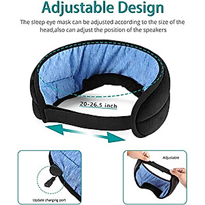 Wireless Sleep Eye Mask with Bluetooth Headphones Sleeping Headphones Soft Cotton Music Headsets Sleep Eye Shades Built-in Speakers Microphone Handsfree Adjustable Strap Washable for Women Men Gift