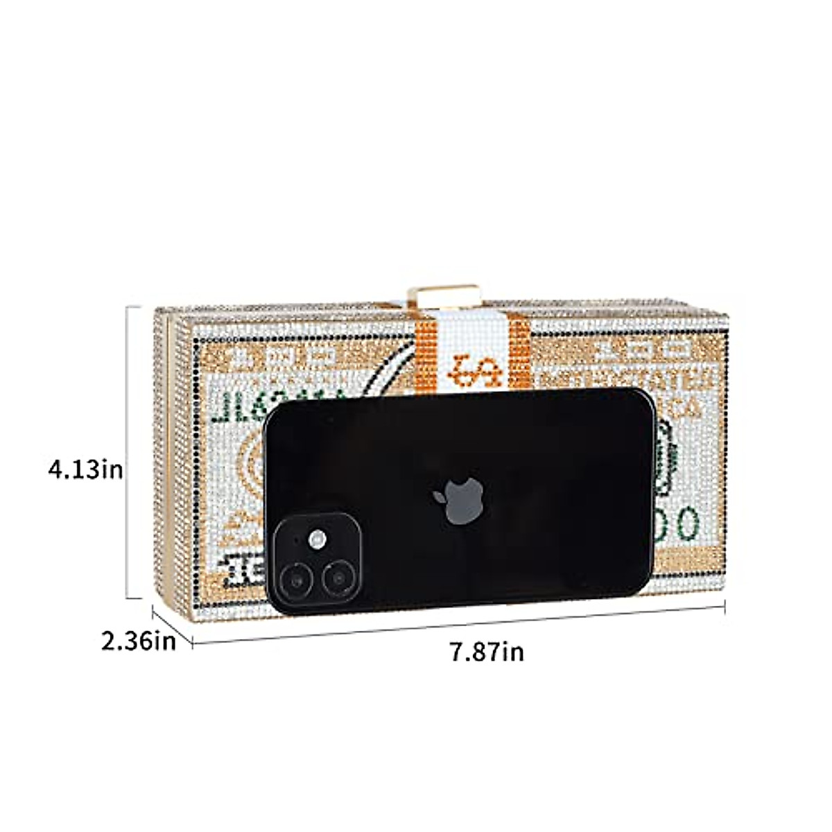 GripIt Crystal Money Bag Purse for Women Handbags Diamond Evening Purses and Clutches Wedding Glitter Money Clutch,Gold