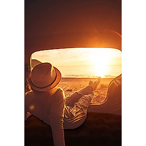 SAYGOGO Inflatable Car Air Mattress Travel Bed - Thickened Camping Bed Sleeping Pad with Car Air Pump 2 Pillows for Car Tent SUV Sedan Pickup Back Seat - Black