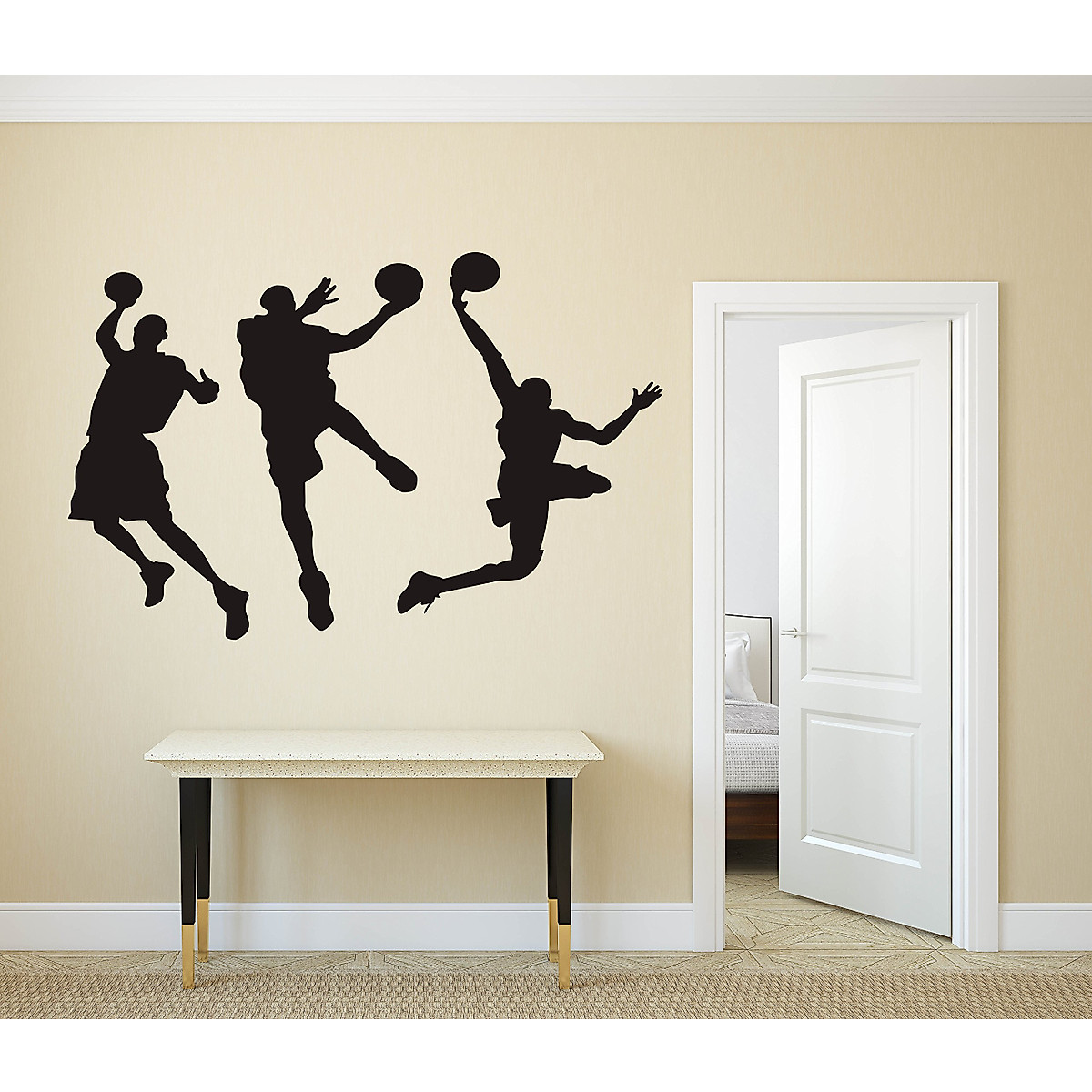 ANBER Slam Dunk Silhouette Wall Decal Removable Basketball Player Sticker for Kids Bedroom Living Room Playroom DIY Sport Wall Decal Art, 31.5" H x 53" W