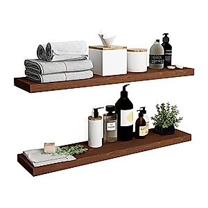 WELLAND Allen 8" Deep Floating Shelves Set of 2 Reclaimed Wood Wall Shelf Rustic Wall Mount Shelf ( Set of 2, 36 inch)