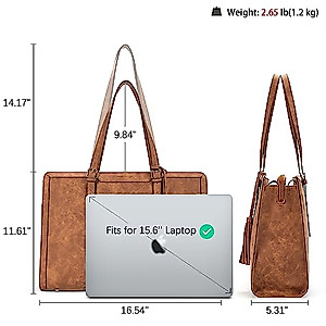 BOSTANTEN Laptop Tote Bag for Women Work Bag Professional 15.6 inch Leather Briefcase Business Office Purse Shoulder Bag
