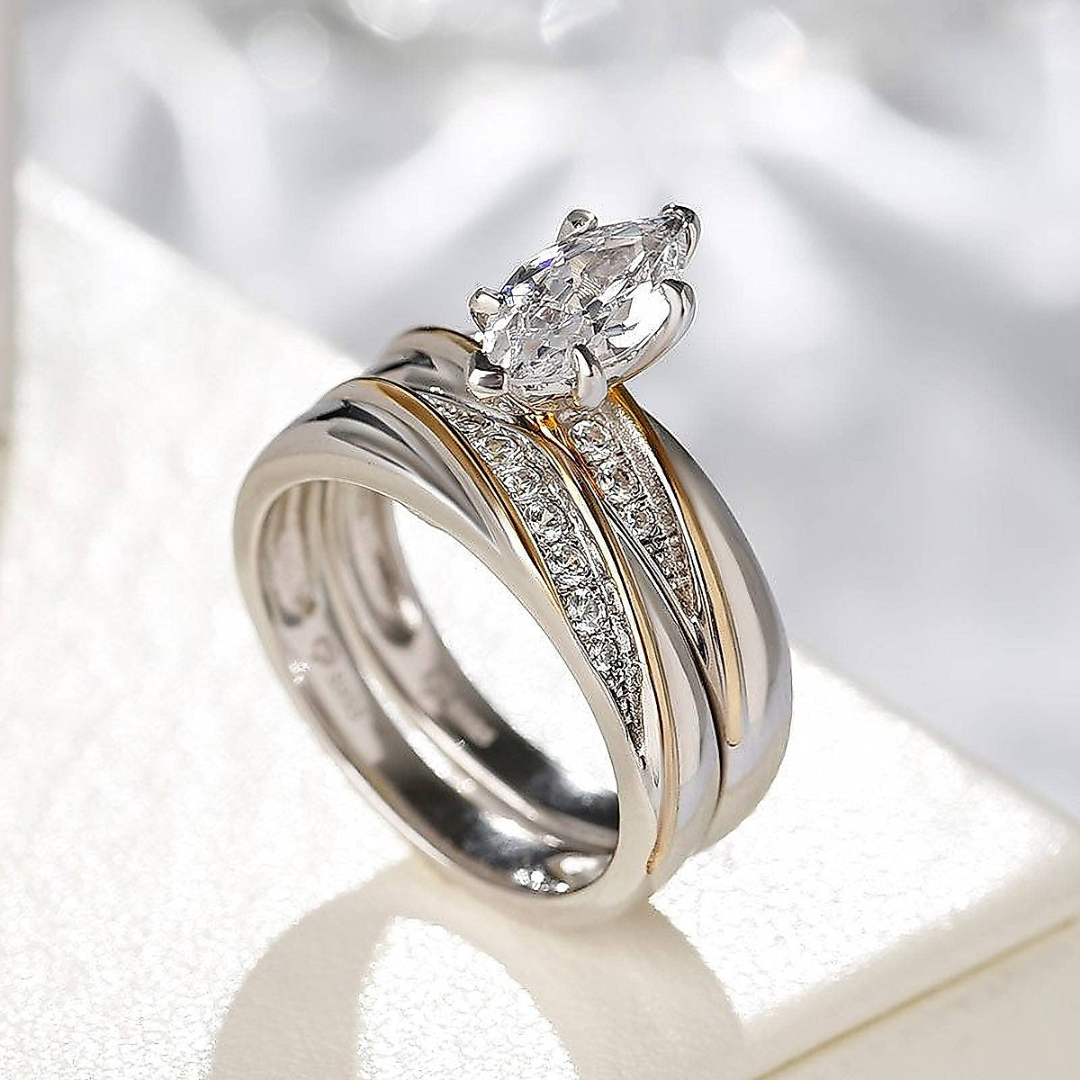 Jeulia Wedding Rings Engagement Rings for Women Anniversary Promise Ring Bridal Sets 925 Sterling Silver with 1.6 ct Primary Stone+ 0.32 ct Side Stone