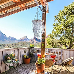 Cioceen Acrylic Chandelier Ceiling Light Shade Beaded Hanging Pendant Lampshade with Gold Frame for Bedroom for Wedding Party H12.9 X W8.7 3 Tiers