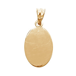 Ritastephens 14k Yellow Gold Saint St. Christopher Oval Medal Pendant Charm Chain Necklace (18" Inches)