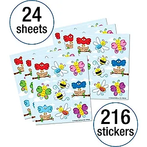 Carson Dellosa Education Spring Stickers | 1-inch x 1-inch, 216ct, Multi, Model:168048