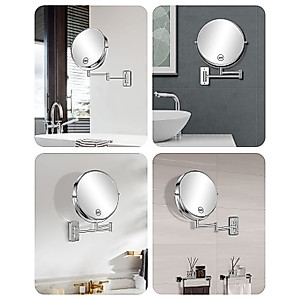 Gospire 9" Large Size Wall Mount Makeup Mirror with 1X/10X Magnification Double-Sided 360° Swivel Vanity Mirror，Chrome Polished Extendable Shaving Bathroom Wall Cosmetic Mirror for Men and Women
