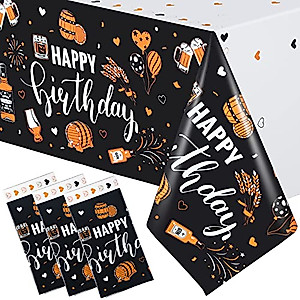 3 Pieces Whiskey Birthday Tablecloth Whiskey Cheer Happy Birthday Table Cover Beer Tablecloth Whiskey Birthday Party Decorations for Men Birthday Beer Theme Parties, 54 x 108 Inches