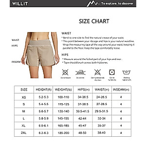 Willit Womens 4" Running Hiking Shorts Athletic Active Shorts with Liner Quick Dry Sports Shorts Zipper Pocket Black M
