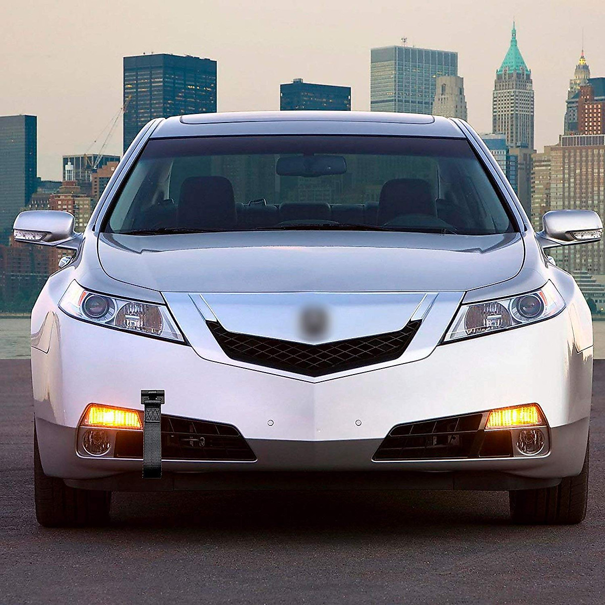 Xotic Tech Black JDM Style Track Racing Towing Strap w/Tow Hole Adapter Compatible with Honda S2000 2002-2009 & Fit 2006-2008 or Acura TL 2004-2008