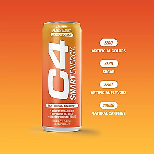 Cellucor C4 Smart Energy Drink - Sugar Free Performance Fuel & Nootropic Brain Booster, Coffee Substitute or Alternative | Black Cherry 12 Oz - 12 Pack