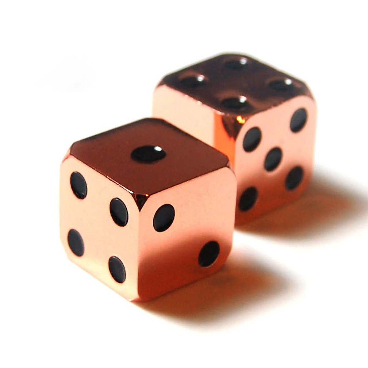 5Pcs D6 16mm Metal Alloy Custom & Unique Six-Sided Dice - 3 Types Highly Polished Premium Edition (Silver Body with Deep Blue pips)