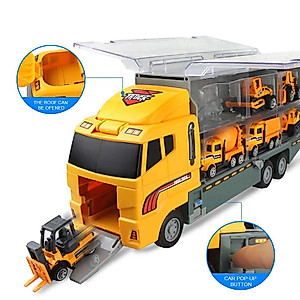 Jenilily Construction Toys Truck Die-cast Vehicle Transporter Car Set Excavator Dump Truck Digger Backhoe for Boys Kids 3 4 5 Years Old