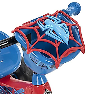 Huffy Marvel Spider-Man 3 Wheel Preschool Training Tricycle with Steel Frame, Storage Basket, Red & Blue, 19.5 x 10 x 13.6 inches