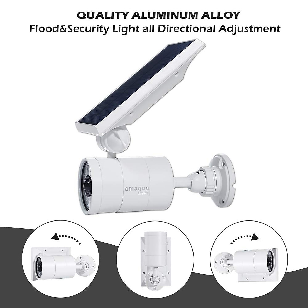 Solar Motion Sensor Lights Outdoor 9-Watt(110W Equ.) 1400-Lumen Aluminum Solar Motion Spotlights Flood Security for Outside Garden Driveway Garage Home, 2-Year 100% FREE Warranty Guarantee(White)