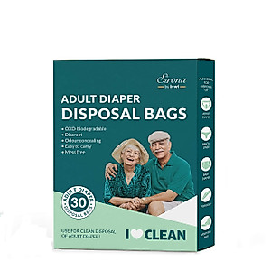 Sirona Adult Diaper Waste Bags, 60 Count, 12.5 x 15 Inch, Oxo-Biodegradable, Discreet, Environment Friendly, Odor Lock, Tamper Proof