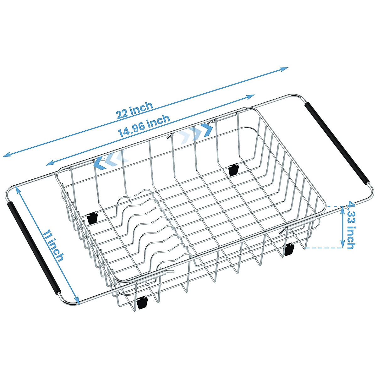 FAWEGO Expandable Sink Dish Drying Rack Adjustable 304 Stainless Steel in Sink Dish Drainer, Rustproof Dish Rack for Sink or Counter top
