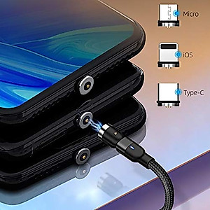 BoxWave Cable Compatible with Honor Magic - MagnetoSnap AllCharge Cable, Magnet Charging Cable USB Type-C Micro USB for Honor Magic - Jet Black