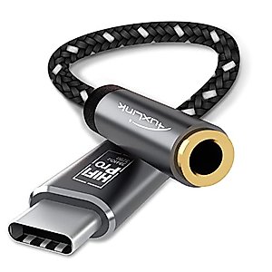 AuxLink USB C to 3.5mm Audio Adapter, USB Type C Headphone Adapter Hi-Fi DAC Chip, USB C to Headphone Jack Female Aux Adapter for Samsung Galaxy S22 S21 S20 Plus/Ultra Note 20/10, Pixel 6, iPad Pro