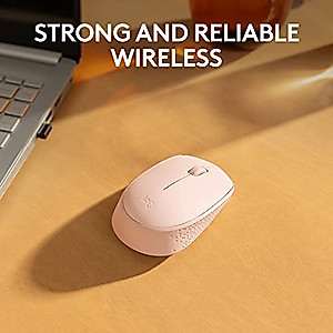 Logitech M170 Wireless Mouse for PC, Mac, Laptop, 2.4 GHz with USB Mini Receiver, Optical Tracking, 12-Months Battery Life, Ambidextrous - Rose