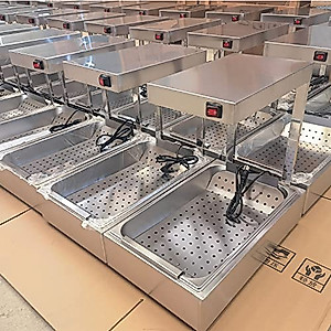 KOUWO Commercial French Fry Warmer Infrared Strip Heat Lamp Fries Warmer Station with 1/1 Pan