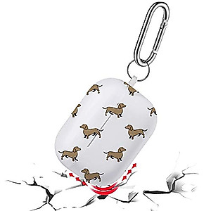 Art-Strap Protective Case, Compatible with AirPods Pro - Shockproof Soft TPU Gel Case Cover with Keychain Carabiner Replacement for Apple AirPods Pro (Dachshund Dog)