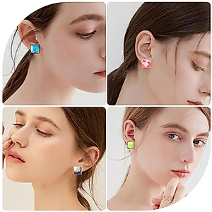 SUNNYCLUE 1 Box 80Pcs Cabochon Stud Earring Blanks Stud Earring Findings Bezel Earrings Studs Blank 40Pcs Earring Base Tray Bezels Settings 40Pcs Ear Nuts Earring Backs for Jewelry Making DIY Kit