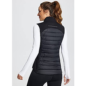 baleaf Women's Lightweight Warm Puffer Vest Running Winter Hybrid Sleeveless Quilted Water Resistant Jacket Black M