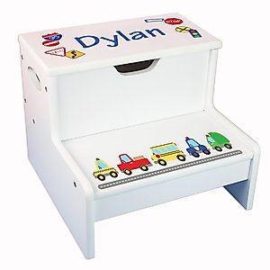 Personalized Cars & Trucks Storage Step Stool