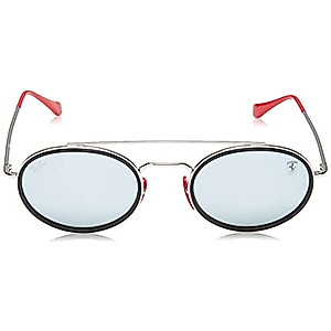 Ray-Ban Rb3847m Polarized Oval Sunglasses, Silver/Light Green Mirrored Silver, 52 mm