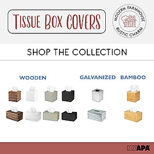Ilyapa Wood Tissue Box Cover Rectangular - Rustic Farmhouse Wooden Tissue Holder