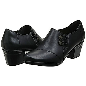 Clarks womens Emslie Warren Slip On Loafer, Black Leather, 7.5 Wide US