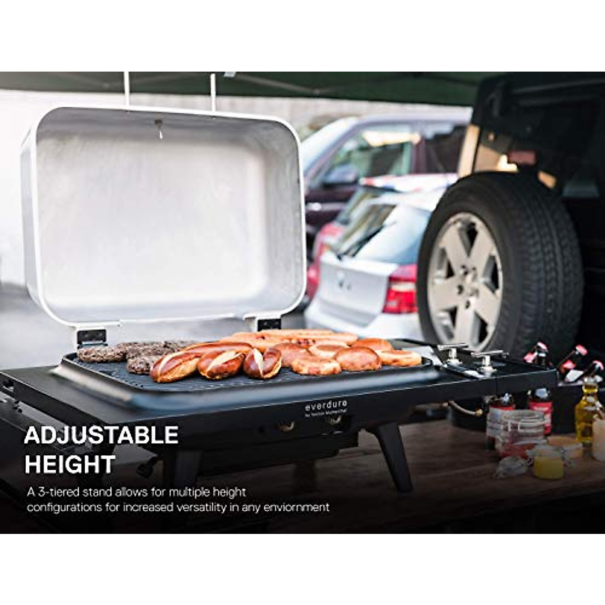 Everdure FURNACE 3-Burner Gas Grill, Liquid Propane Portable BBQ Grill with Die-Cast Aluminum Body and Fast-Ignition Technology, 466 Square Inches of Grilling Surface, Adjustable Height, Orange