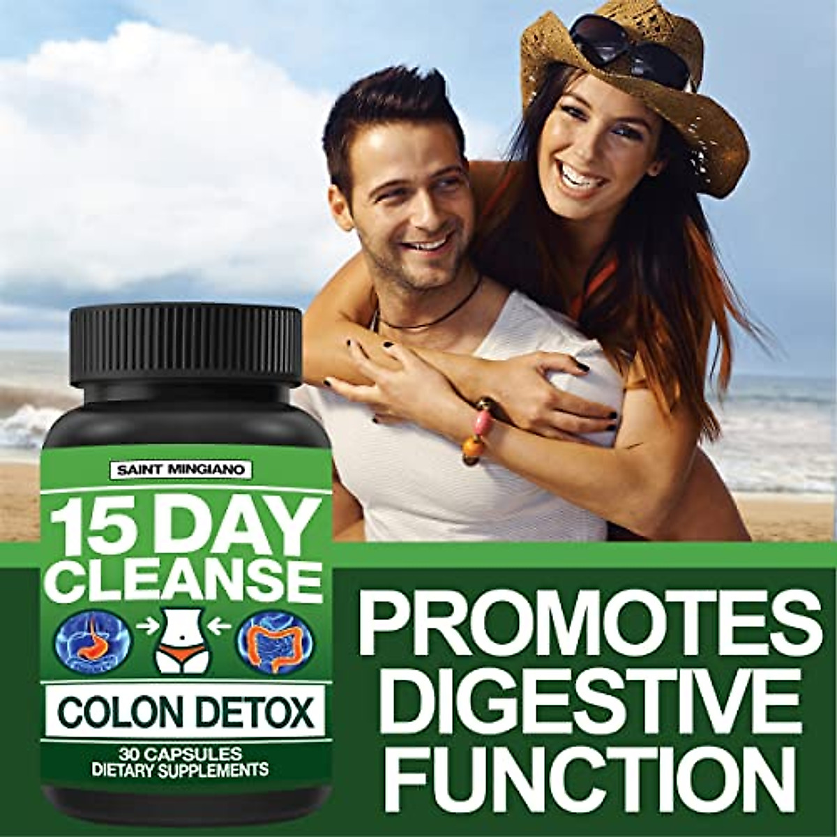 Saint Mingiano 15 Day Cleanse | Colon Detox with Natural Laxative for Constipation & Bloating. 30 Pills to Detoxify & Boost Energy | Extra-Strength Senna Leaf Supplements | Strong for Some People.