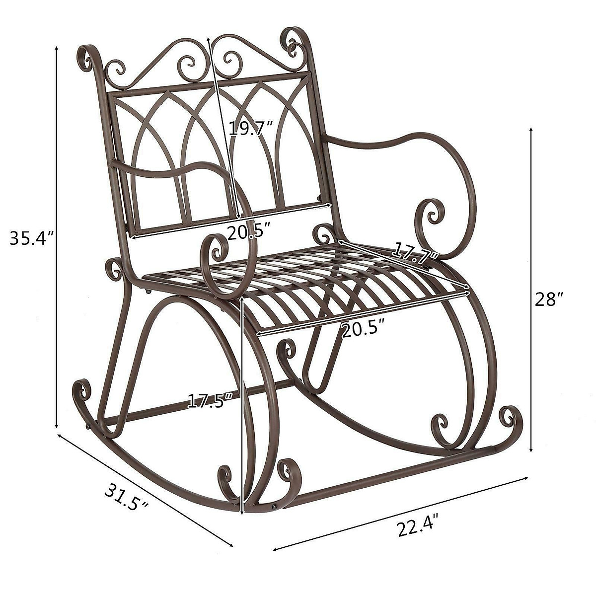 JHUS Patio Iron Rocking Chair Porch Garden Rocker Seat Petals Pattern Dining Armchair Quir Chair Rocking Chair Rocker Chair Rocker Camp Chair Rocker Recliner Rocking Camp Chair Rocking Chairs