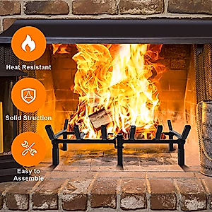 TwentyNext Fireplace Grate 20 Inch Heavy Duty Solid Steel Fire Grate for Fire Pit Wood Log Rack Stove Firewood Holder for Indoor Hearth Outdoor Fire Pit Chimney Hearth Kindling Tool