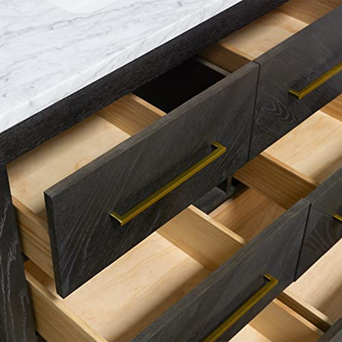 Avery 42-inch Bathroom Vanity (Carrara/Dark Oak): Includes Dark Oak Cabinet with Stunning Carrara Marble Countertop and White Ceramic Sink