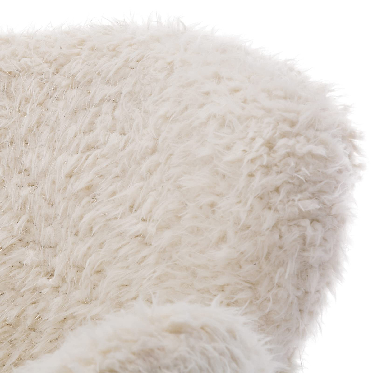 HEAH-YO Contemporary Curly Fur White Vanity Chair with Back, Height Adjustable Swivel Makeup Chair with Chrome Base for Reception Hall Home Dressing Room Shop Stool