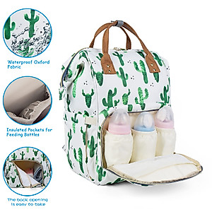 Starte Flower Baby Diaper Backpack with Stroller Straps Large Capacity Baby Bags for Fashion Mommy Maternity Nappy Bag Cactus